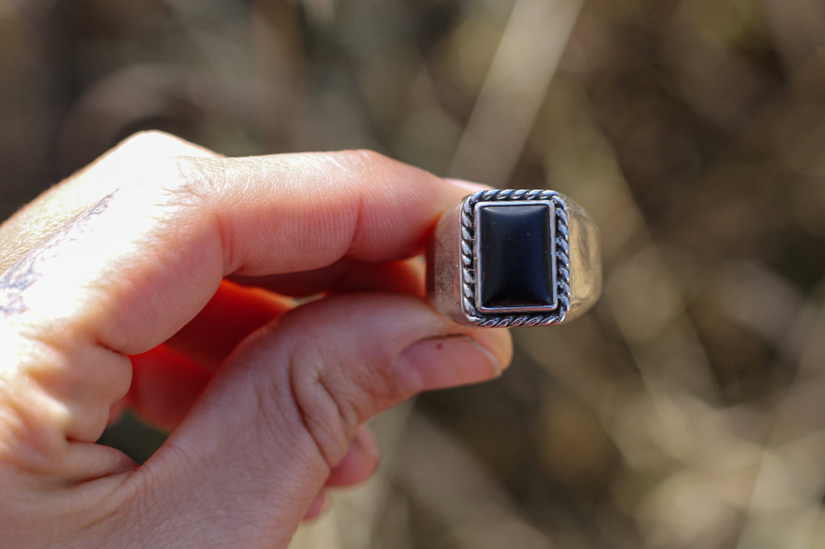 Matte Black Onyx Signet Ring - Size 12 – Hello Luna Creative